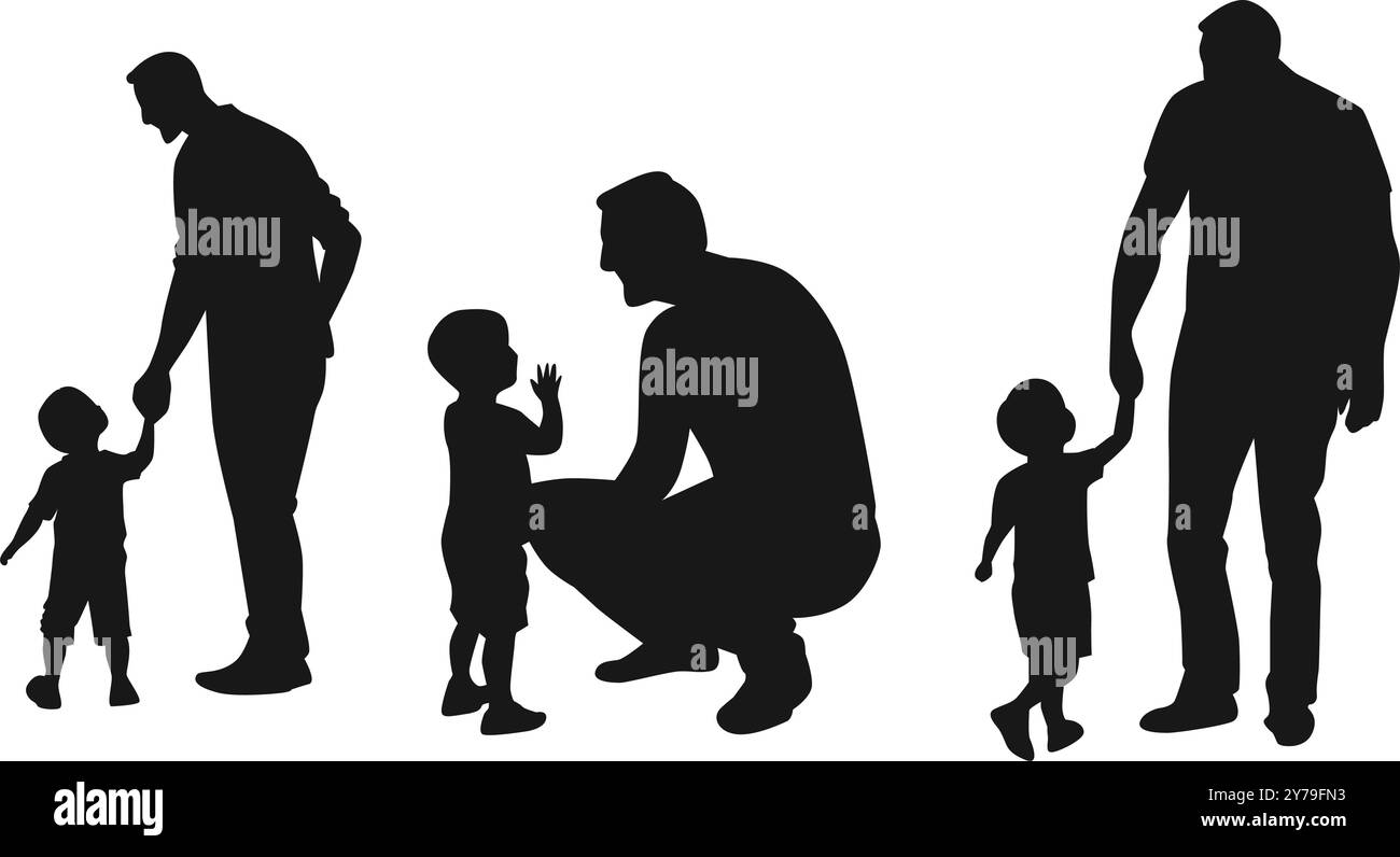 Father and children together Black and White Stock Photos & Images - Alamy