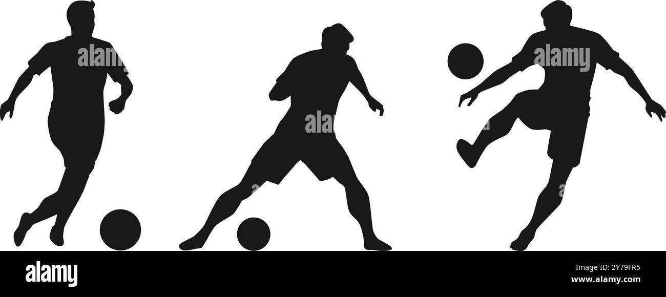 Football player silhouette control position set Stock Vector Image ...