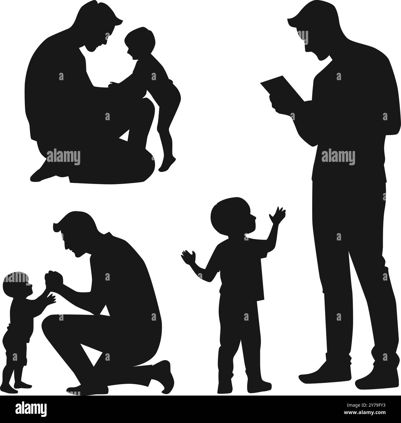 Vector dad and son silhouette illustration Stock Vector Image & Art - Alamy