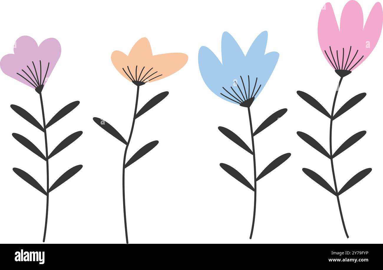 Flowers vector flat set illustration Stock Vector Image & Art - Alamy