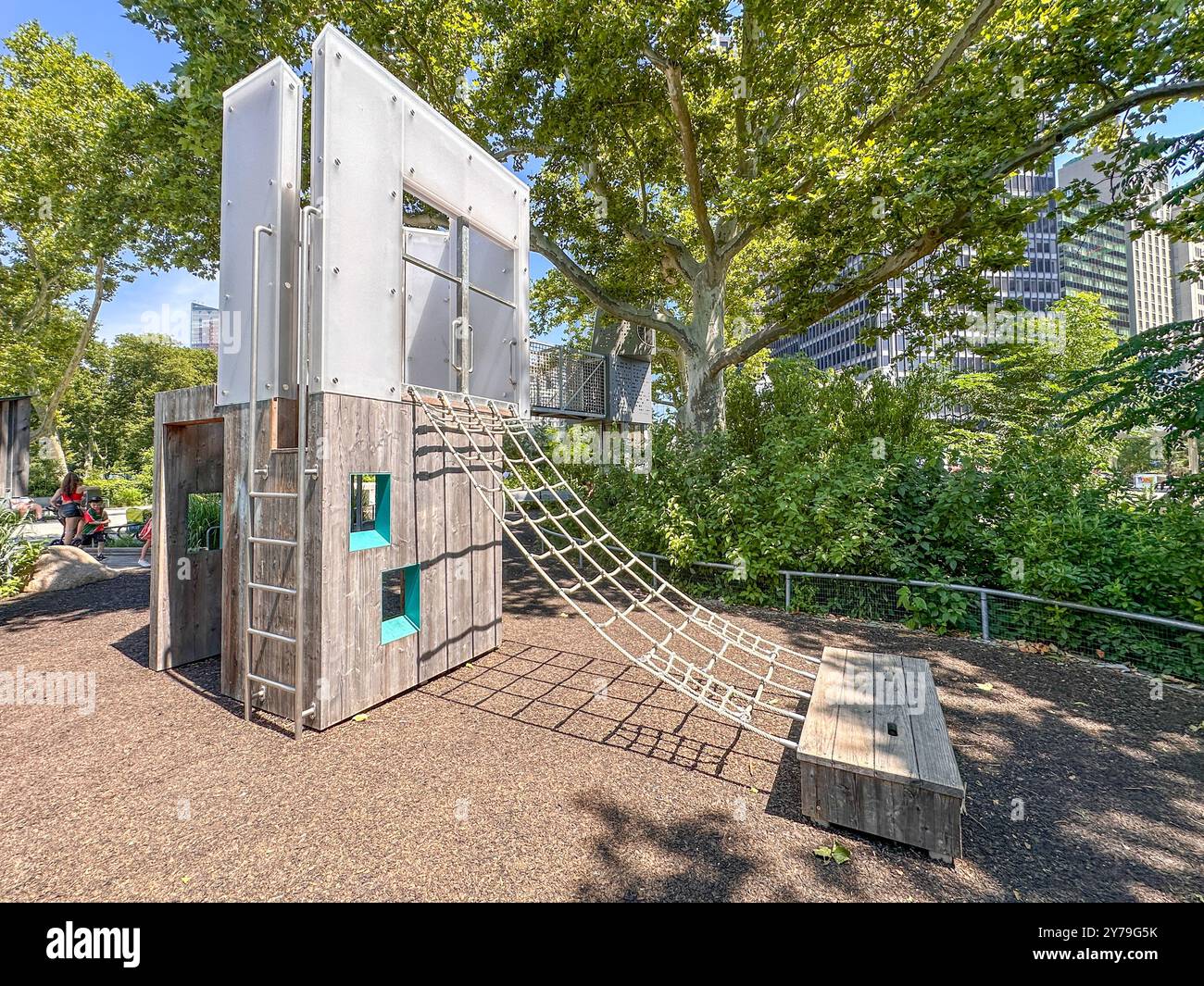 Contemporary playground in the Battery Playscape in the Battery Park in ...