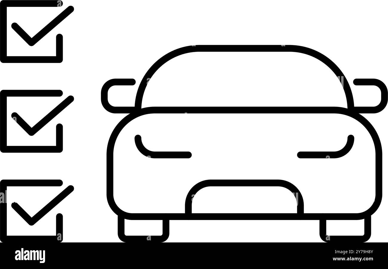 Car and list of checkmarks. Vehicle inspection or maintenance check ...