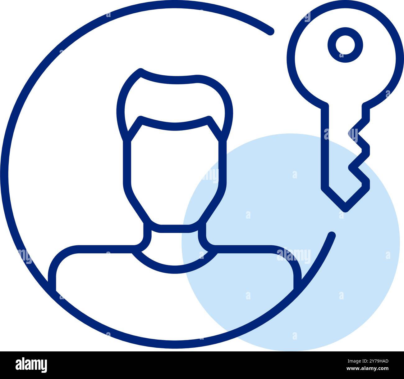 Male user profile picture with key. Secure login methods and ...