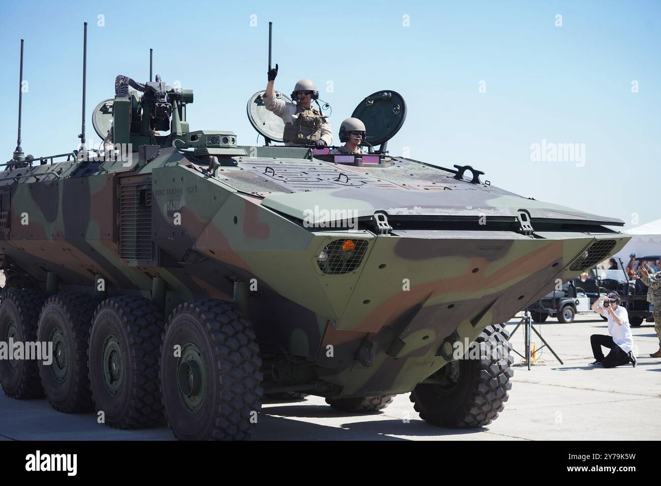 San Diego, United States. 28th Sep, 2024. A tank is driven in front of ...