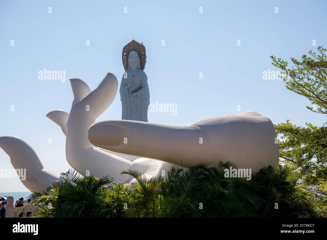 JANUARY 2, 2022, SANYA, HAINAN, CHINA: A sculpture of a hand holding ...