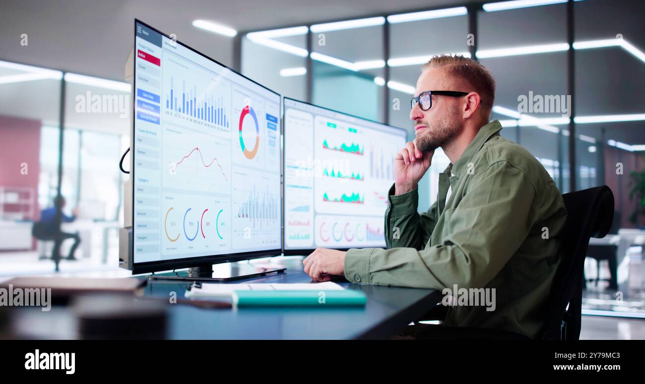 Data Analyst Using Data Analytics KPI Dashboard Stock Photo - Alamy