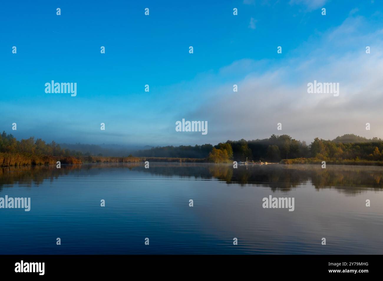 Calm water early morning with nice reflection Stock Photo - Alamy