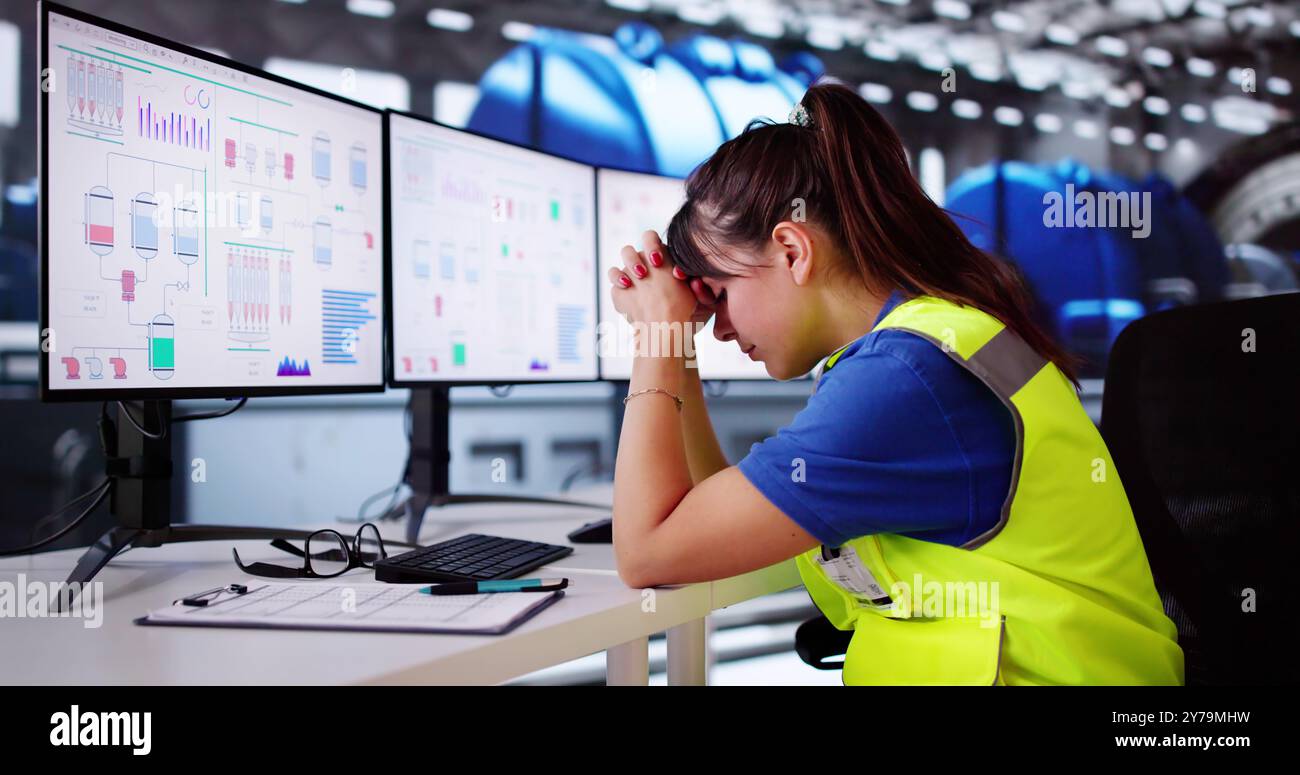 Engineer Operators Using Scada System At Industrial Plant Stock Photo ...