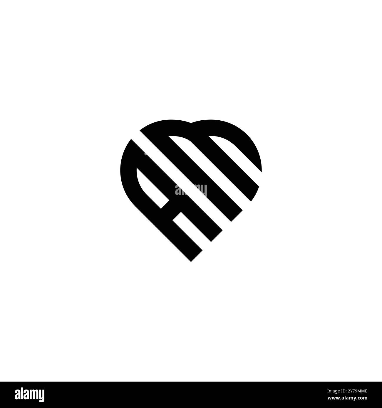 Heart Shape Vector Logo Design for Initial Letter AM Stock Vector Image ...