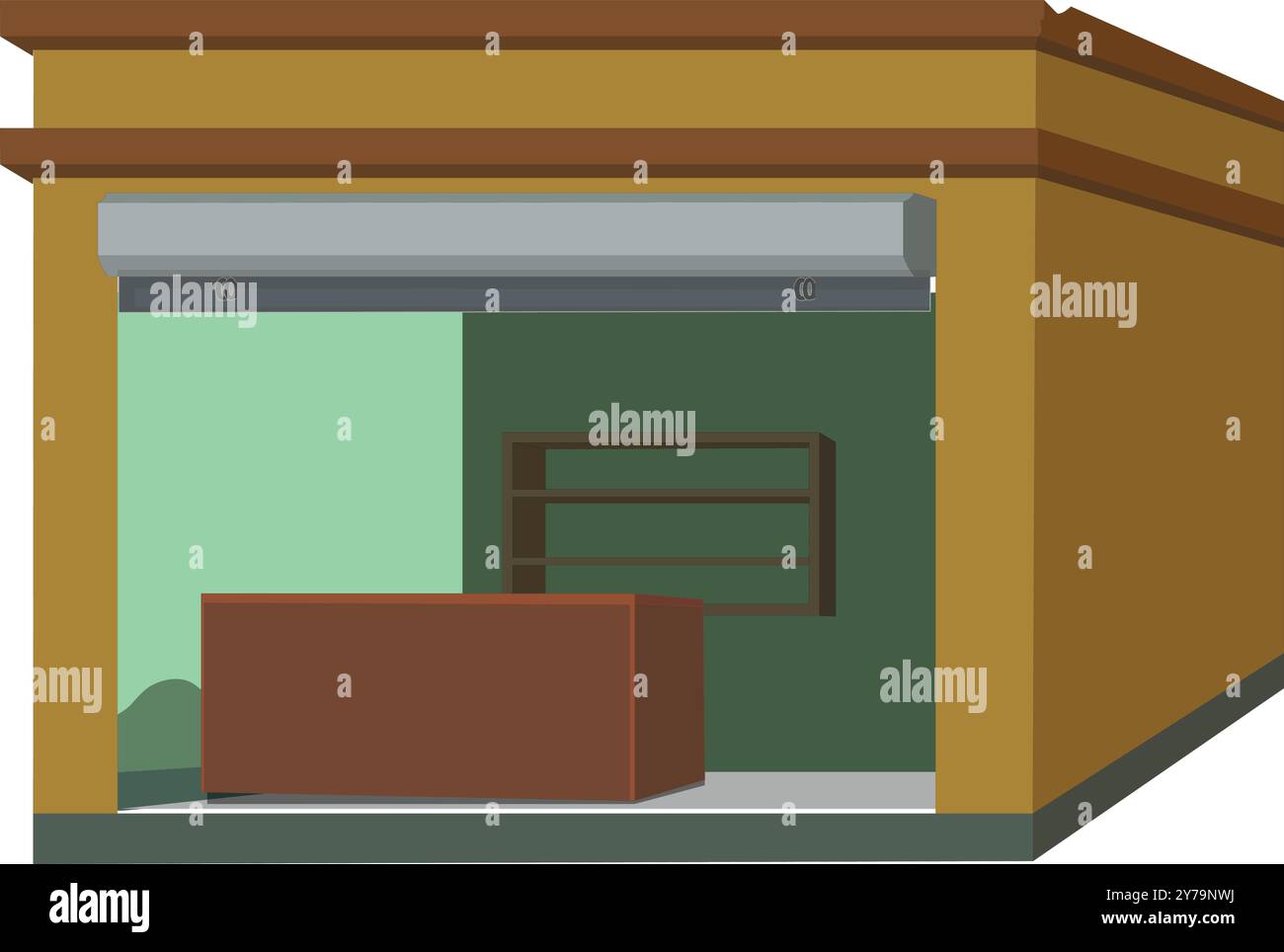 Village shop empty room isolated with white background illustration ...