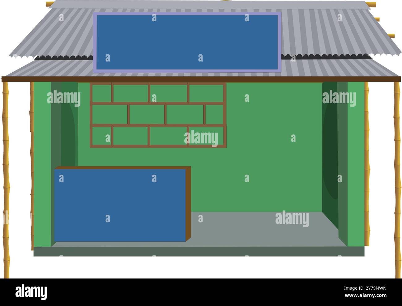 Indian village empty shop design isolated illustration for cartoon ...