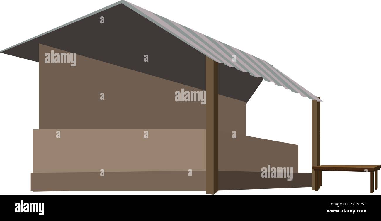 Indian village empty tea stall design isolated illustration clipart for ...