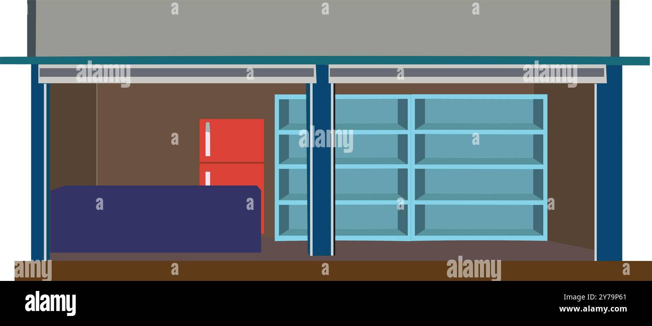 shop empty room isolated with white background illustration vector ...