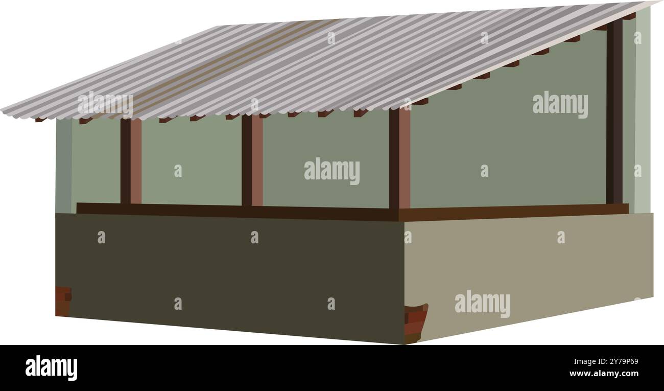 Village grocery shop empty room isolated with white background ...