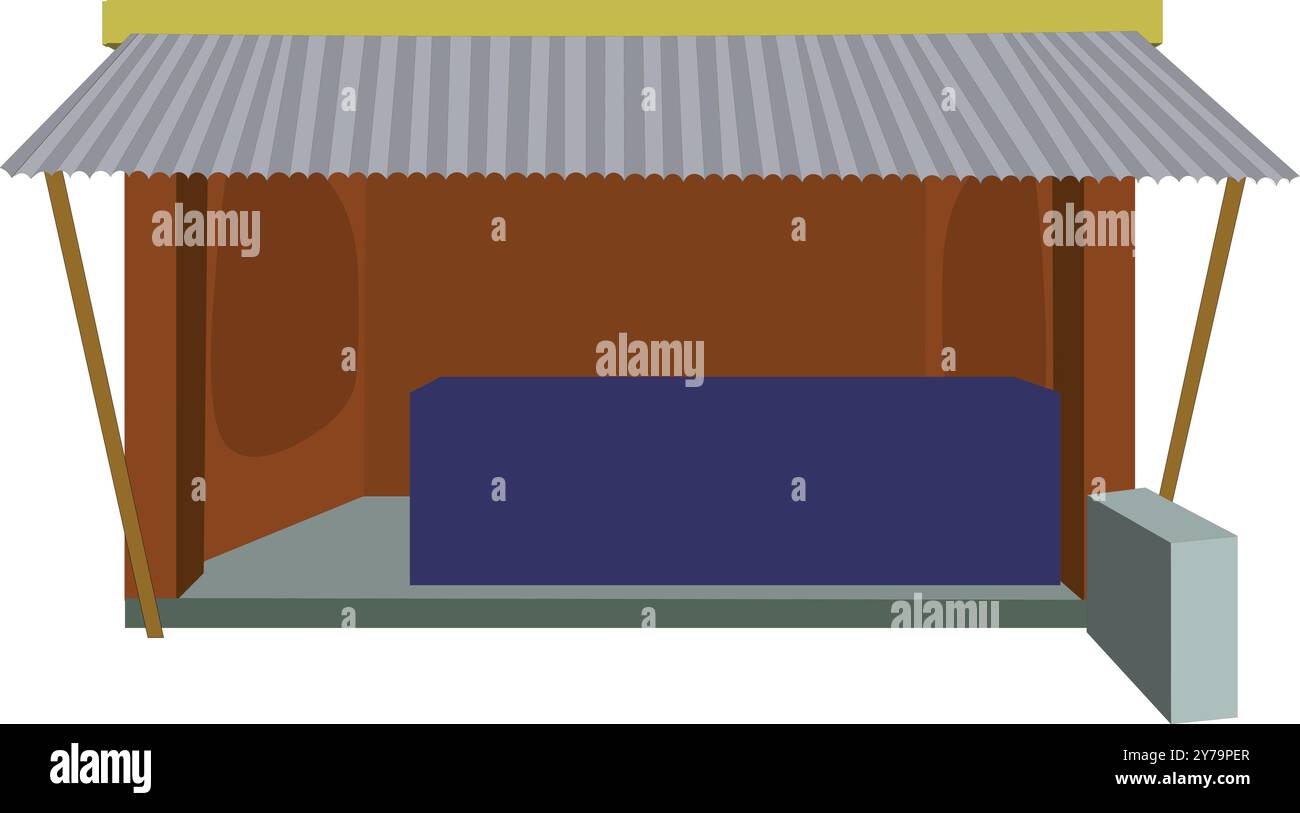 Indian village shop empty room isolated with white background ...