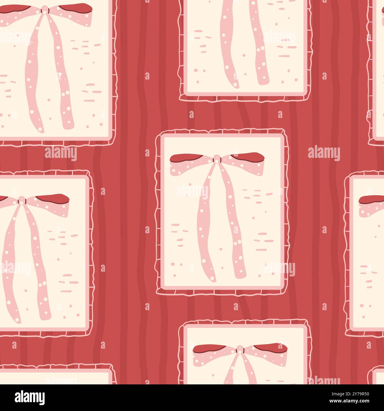 Bow in frames seamless pattern. Retro stickers endless background ...