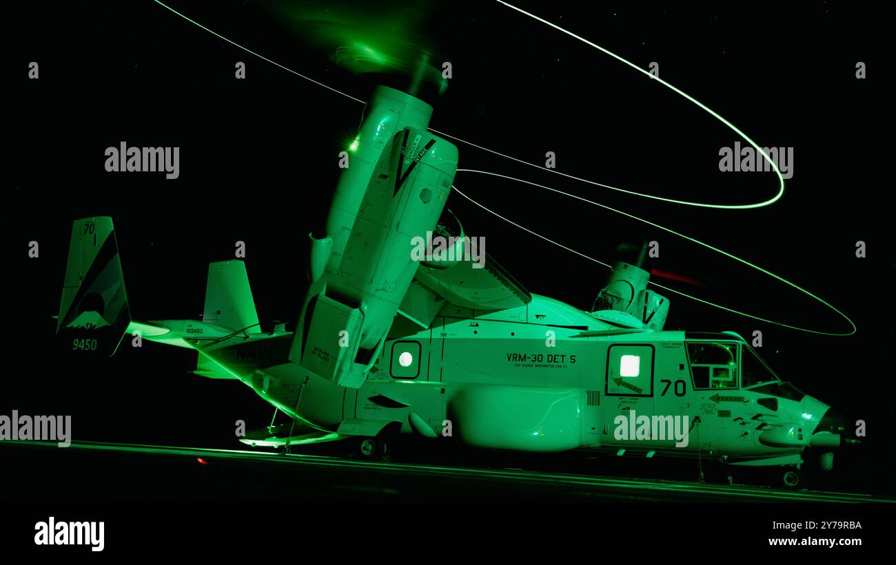 A CMV-22B Osprey, attached to the Titans of Fleet Logistics Support ...