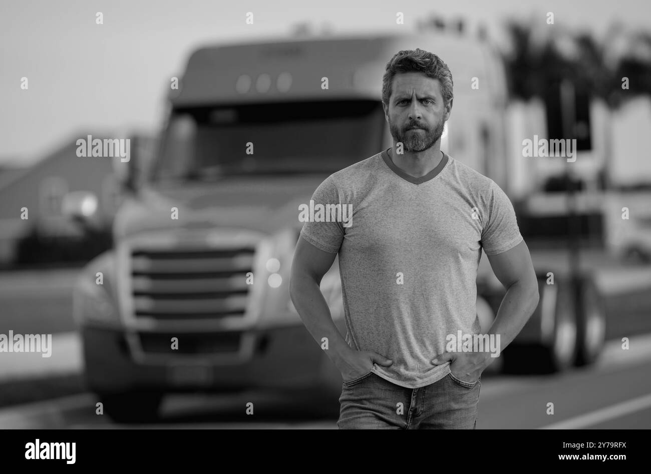 Logistics portrait man in Black and White Stock Photos & Images - Alamy