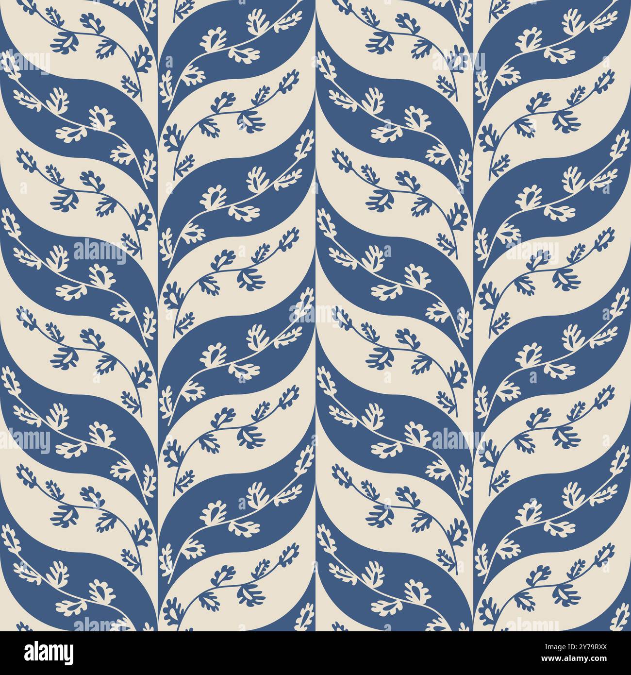 Winter floral branch seamless pattern. Calm leaves braided endless ...