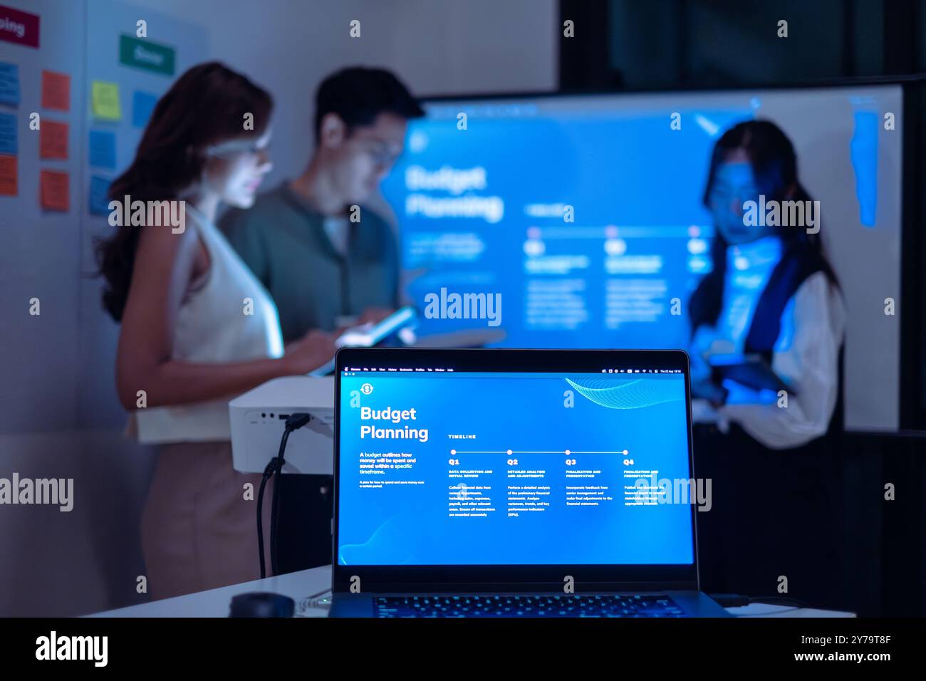 team of financial discussion budget planning, analyzing digital ...