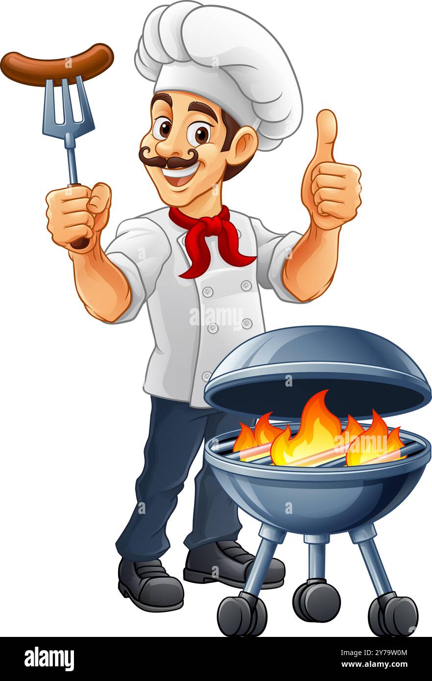 Chef Cartoon Barbecue Cook Man Mascot Character Stock Vector Image ...