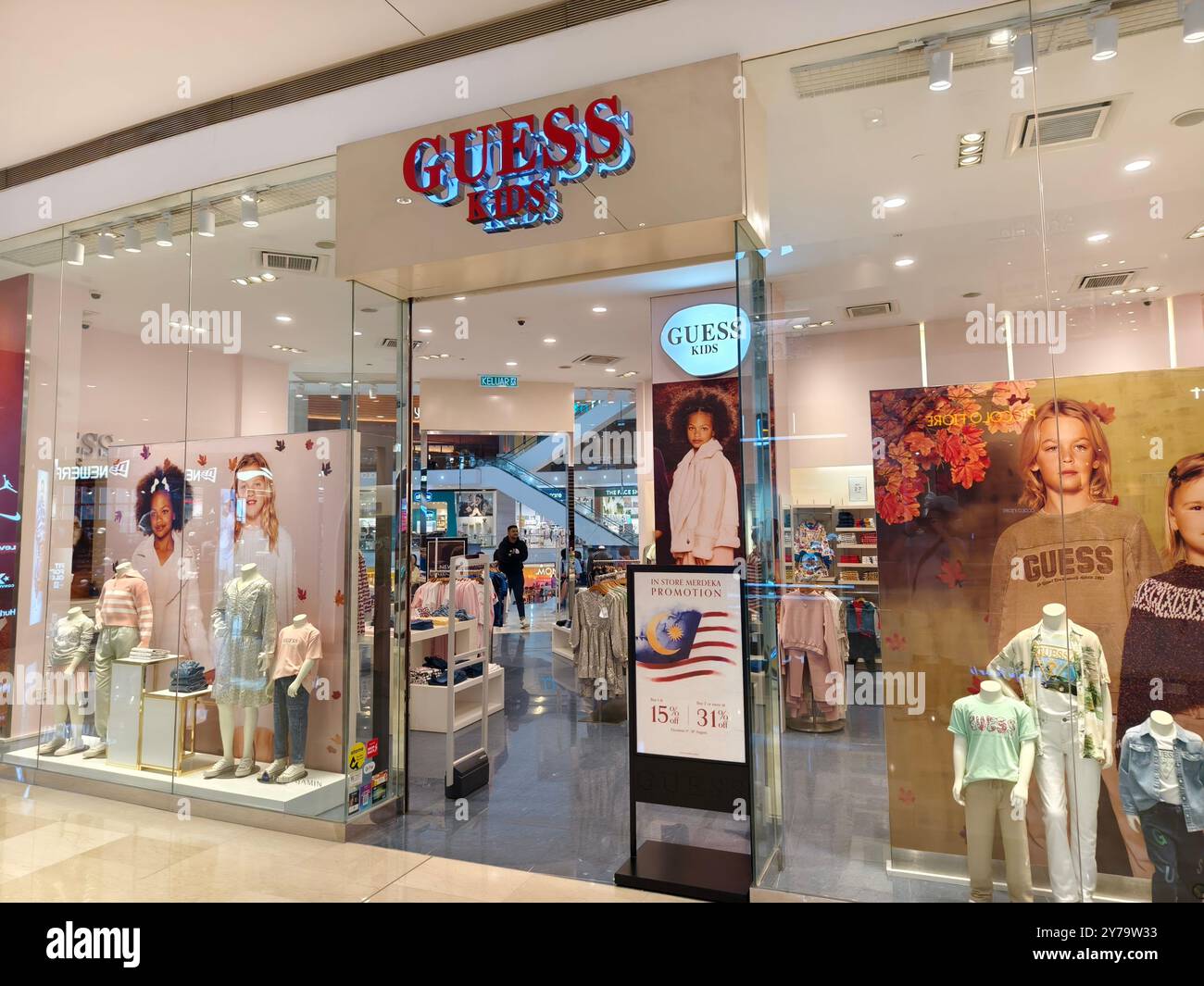 KUALA LUMPUR, MALAYSIA - AUGUST 28, 2024: Guess kids brand retail shop ...