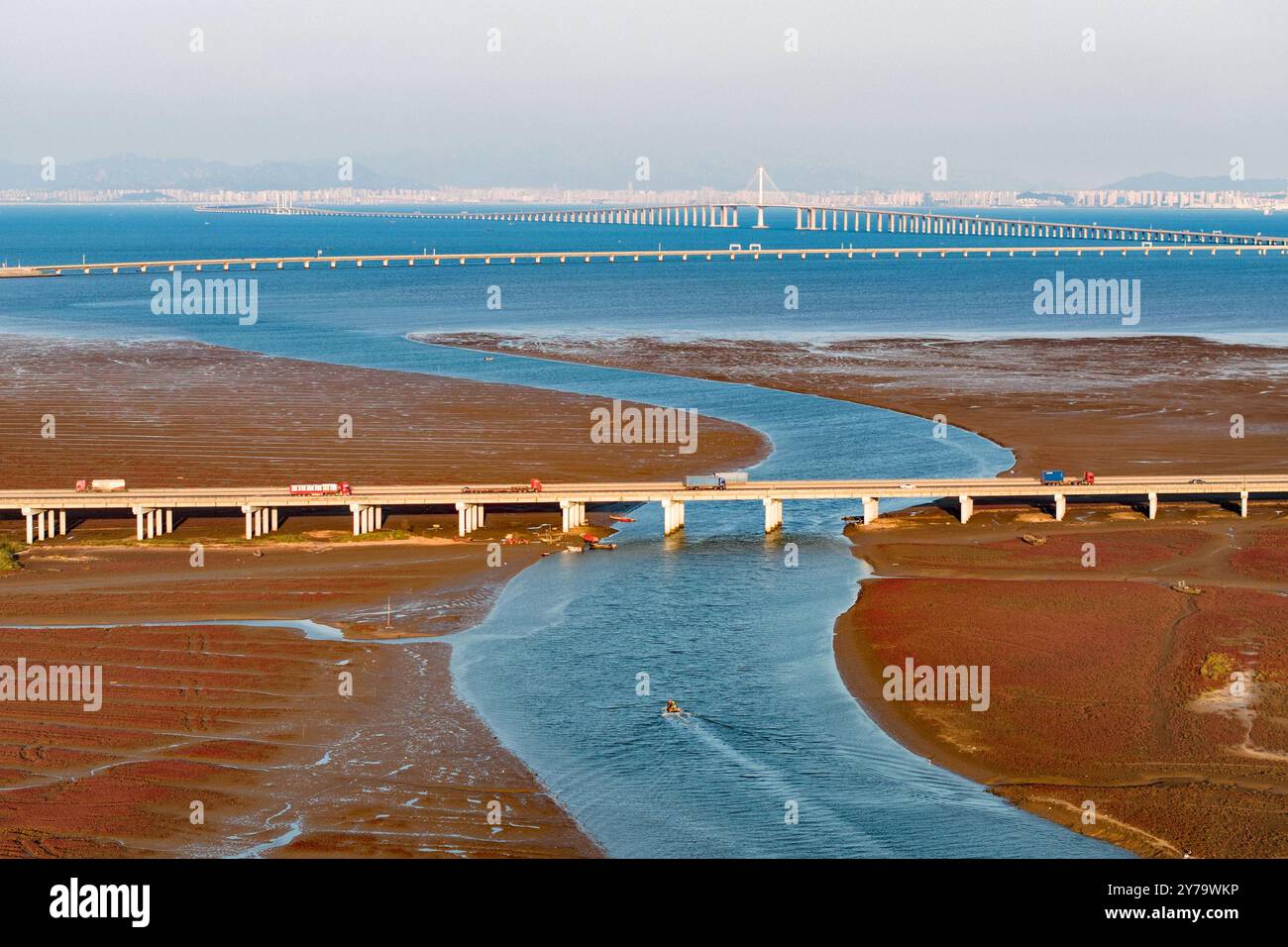 QINGDAO, CHINA - SEPTEMBER 28, 2024 - The red beach scenery of the ...