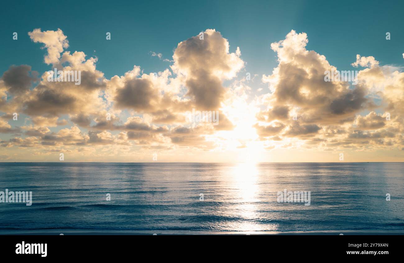 Sunset on sea background. Nature wallpaper with summer sea. Water sea ...
