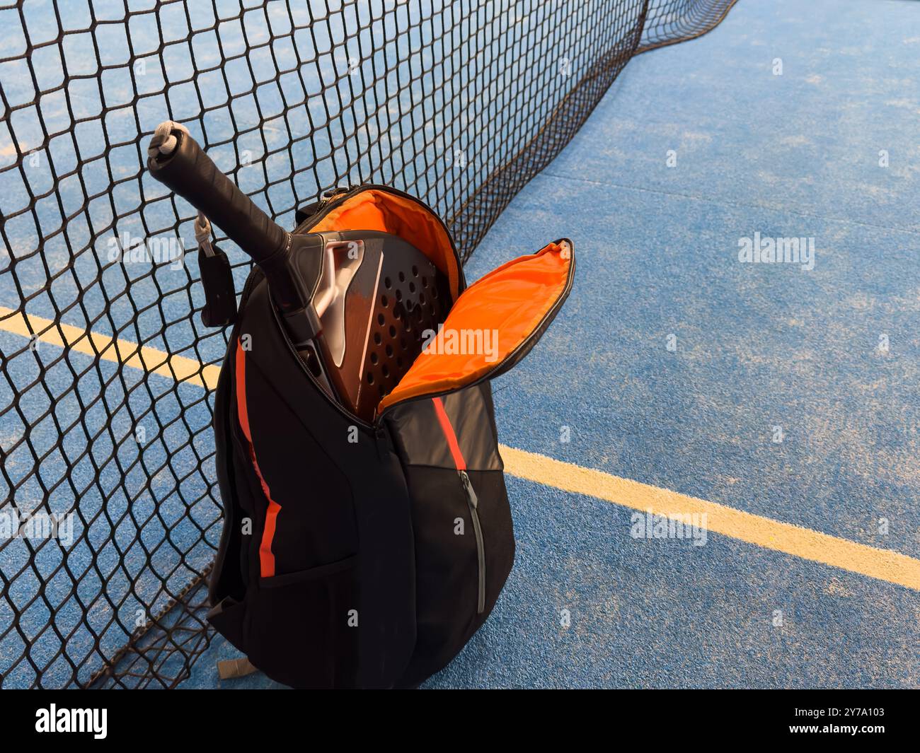 padle racket and bag on the court Stock Photo - Alamy