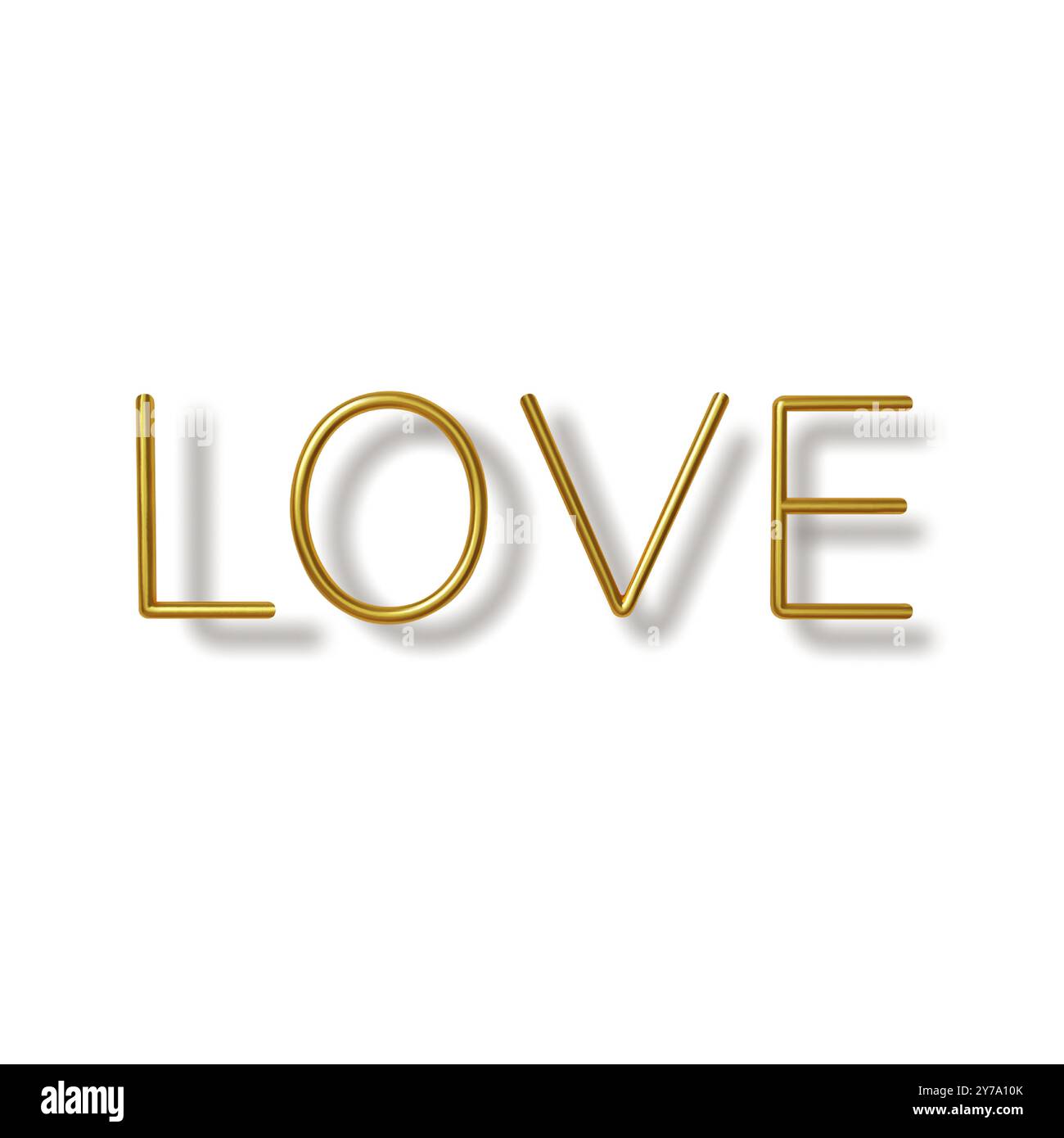 Minimalistic 3D Word Love in Elegant Golden Line Art Style - Vector ...