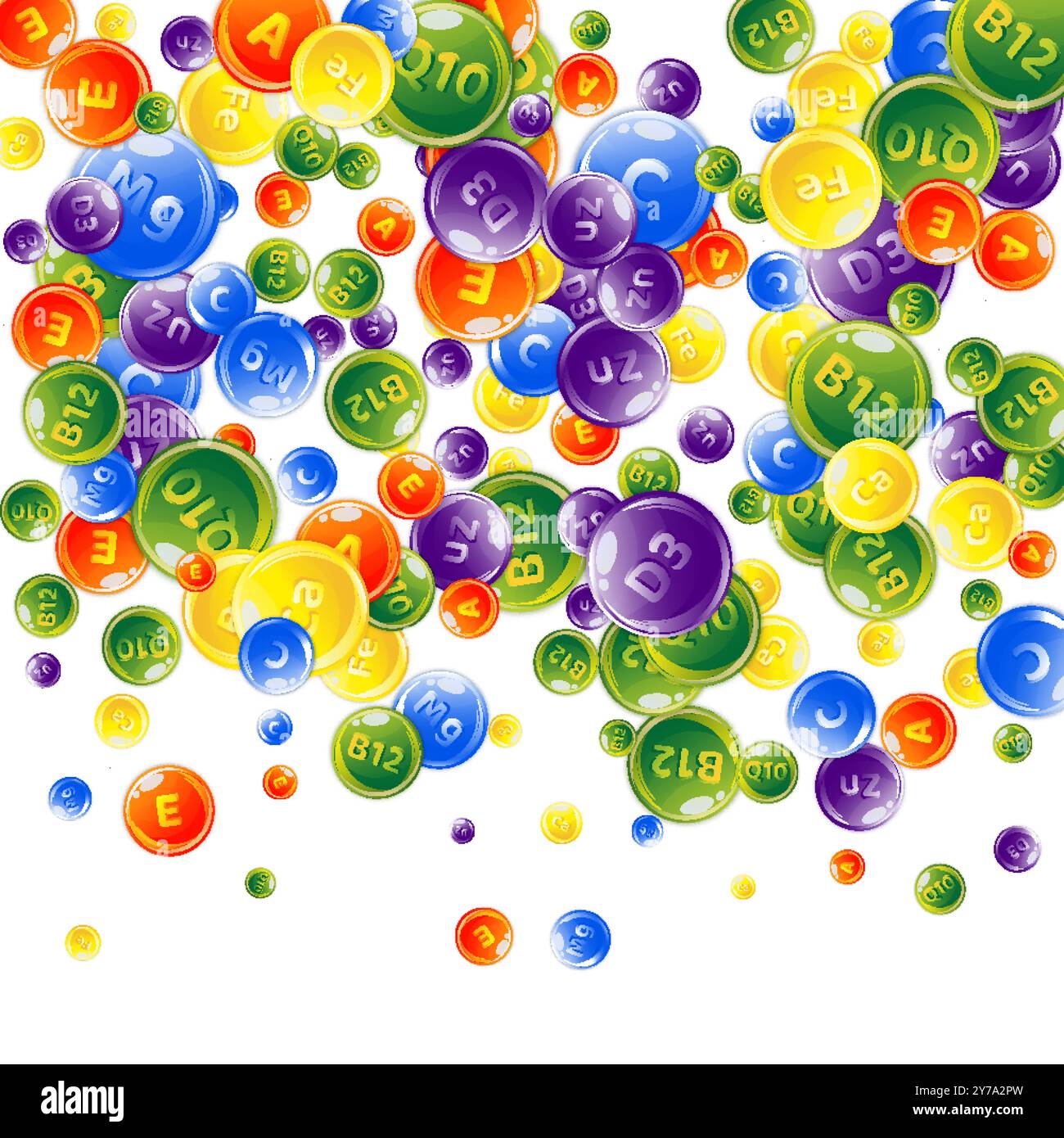 Vitamins and minerals complex. Multivitamins supplement round colorfull ...