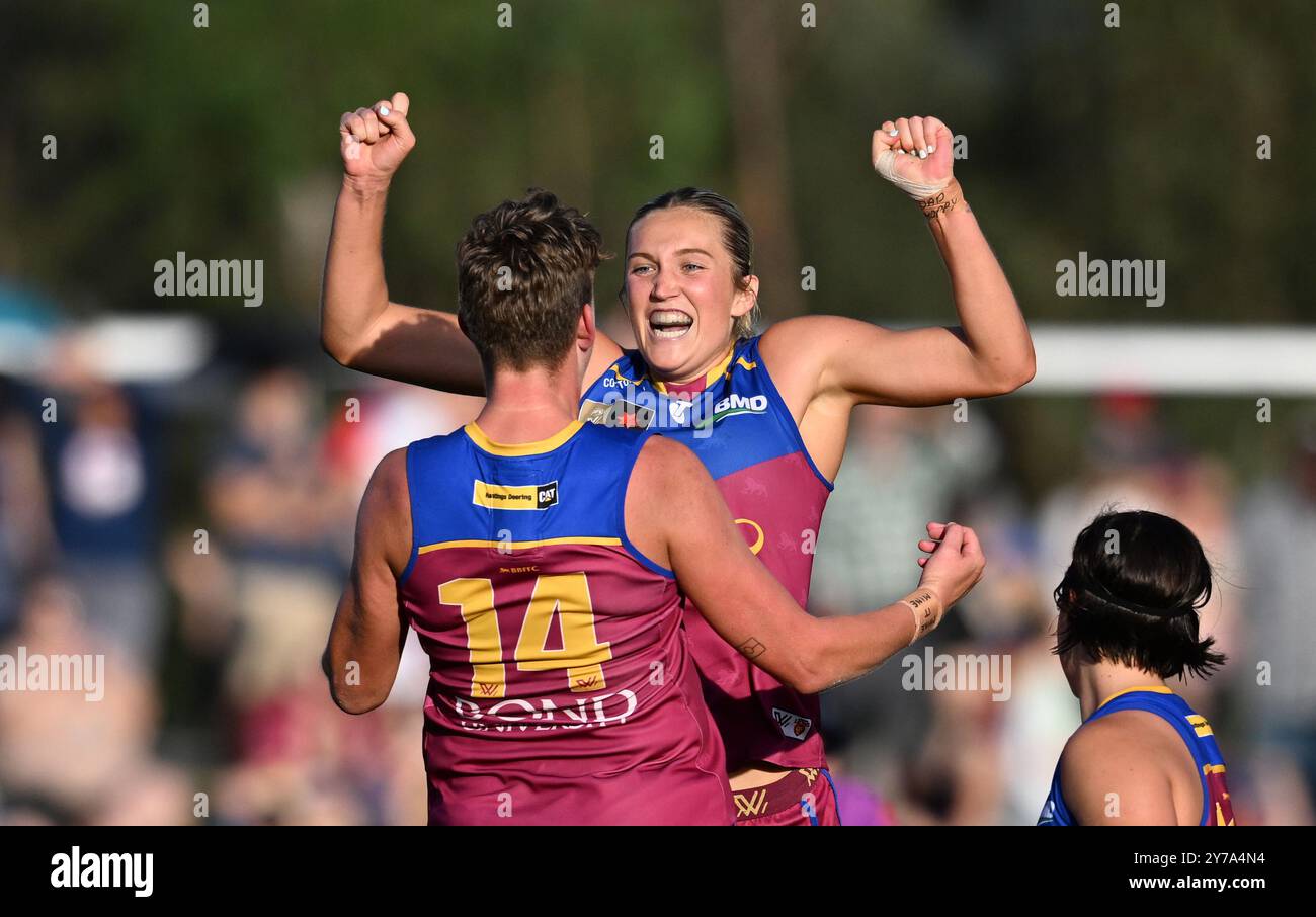 Brisbane, Australia. 29th Sep, 2024. Taylor Smith (right) of the Lions ...