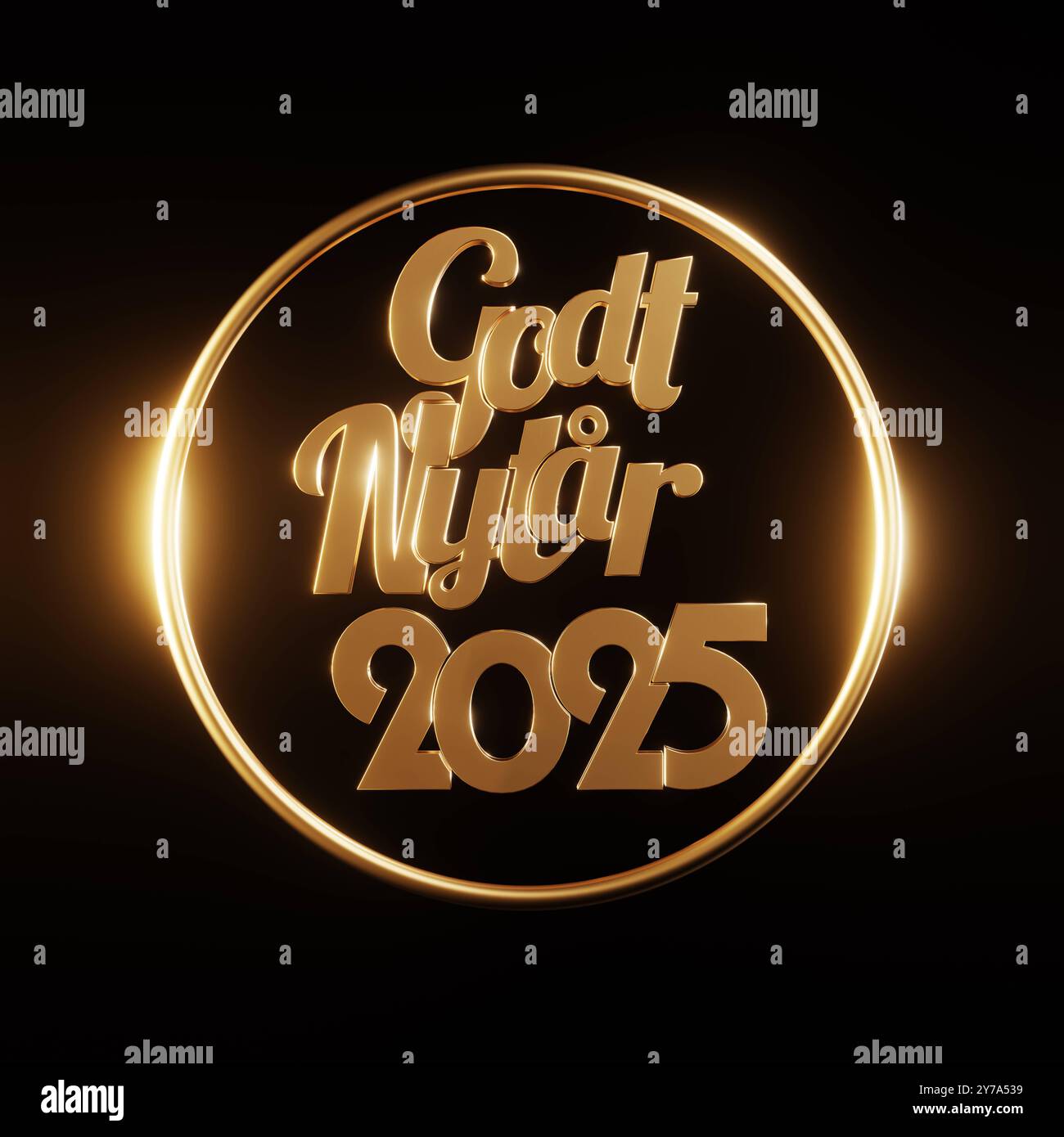 Golden 2025 with scandinavian Happy New Year on a black background with ...