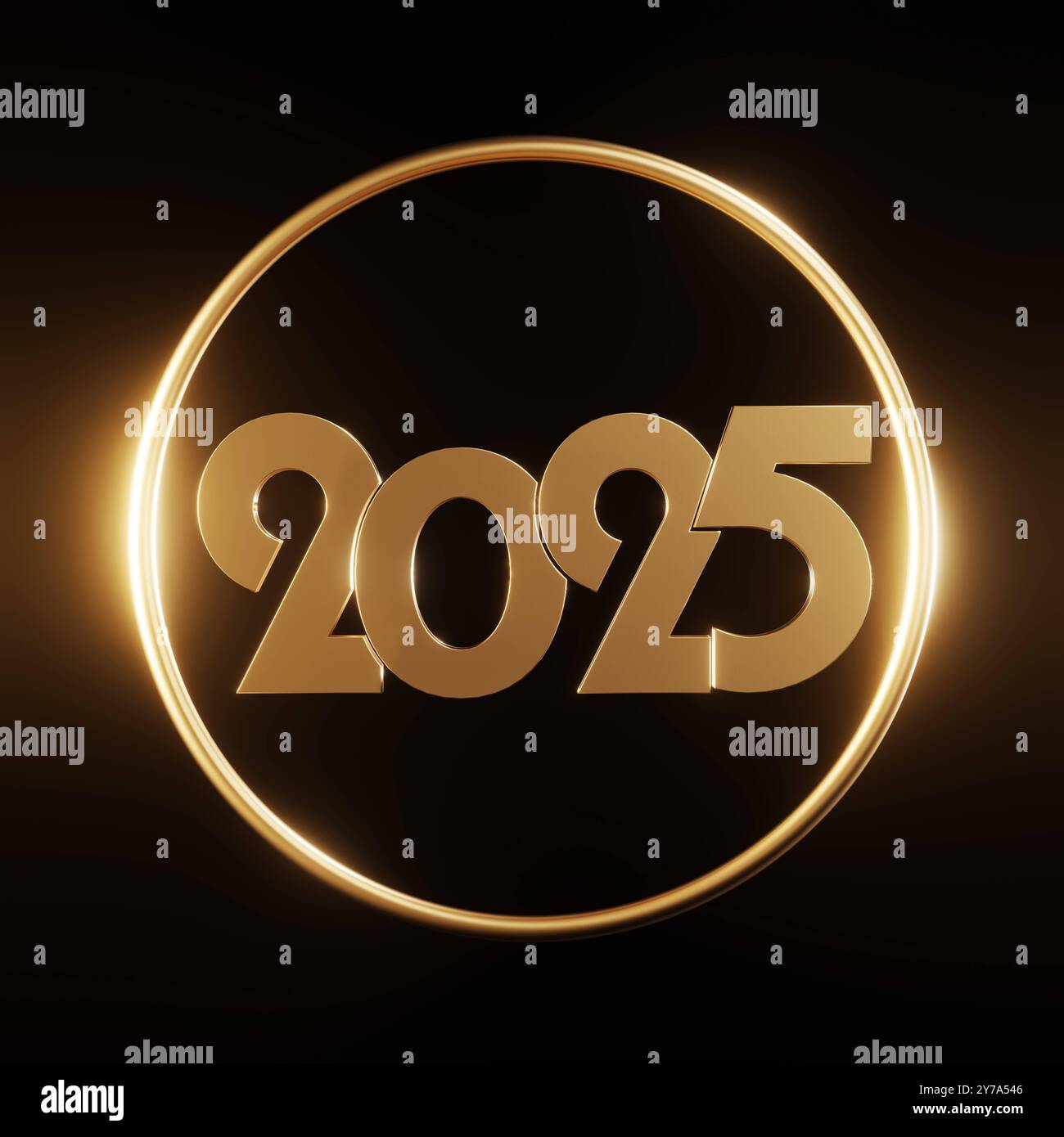 Golden 2025 on a black background with golden decoration, New Years ...
