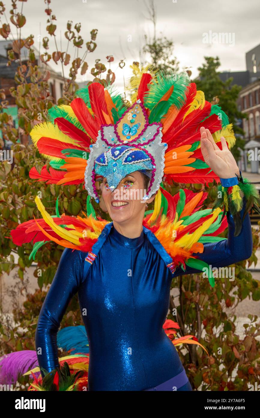 Dancer Samantha at Preston Pride 2024. Festival parade assembling in ...