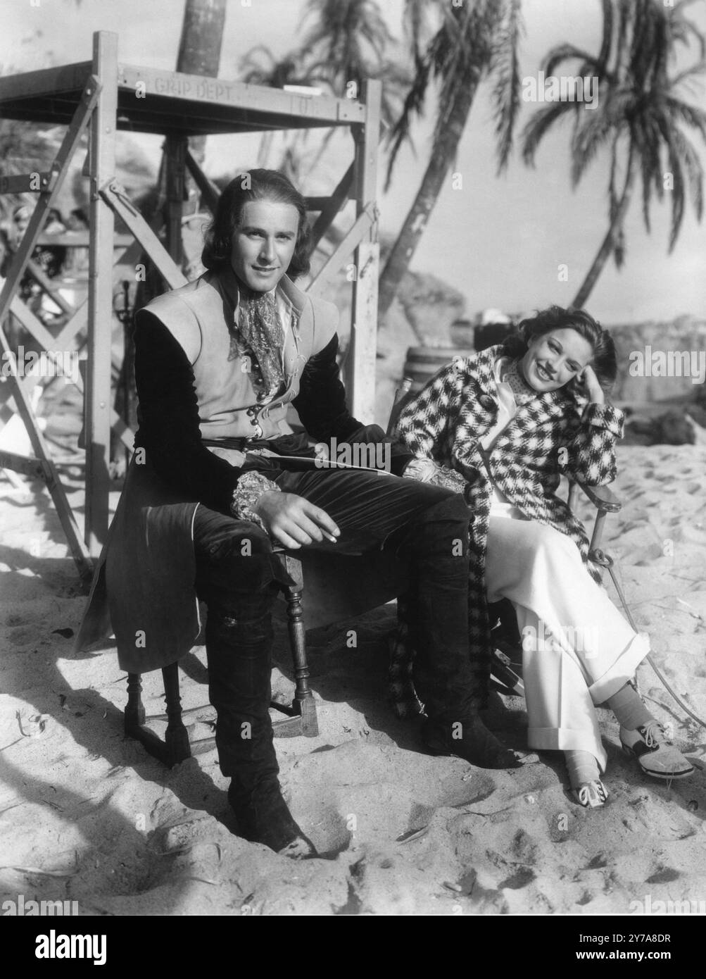ERROL FLYNN with his wife French Actress LILI DAMITA on location in ...