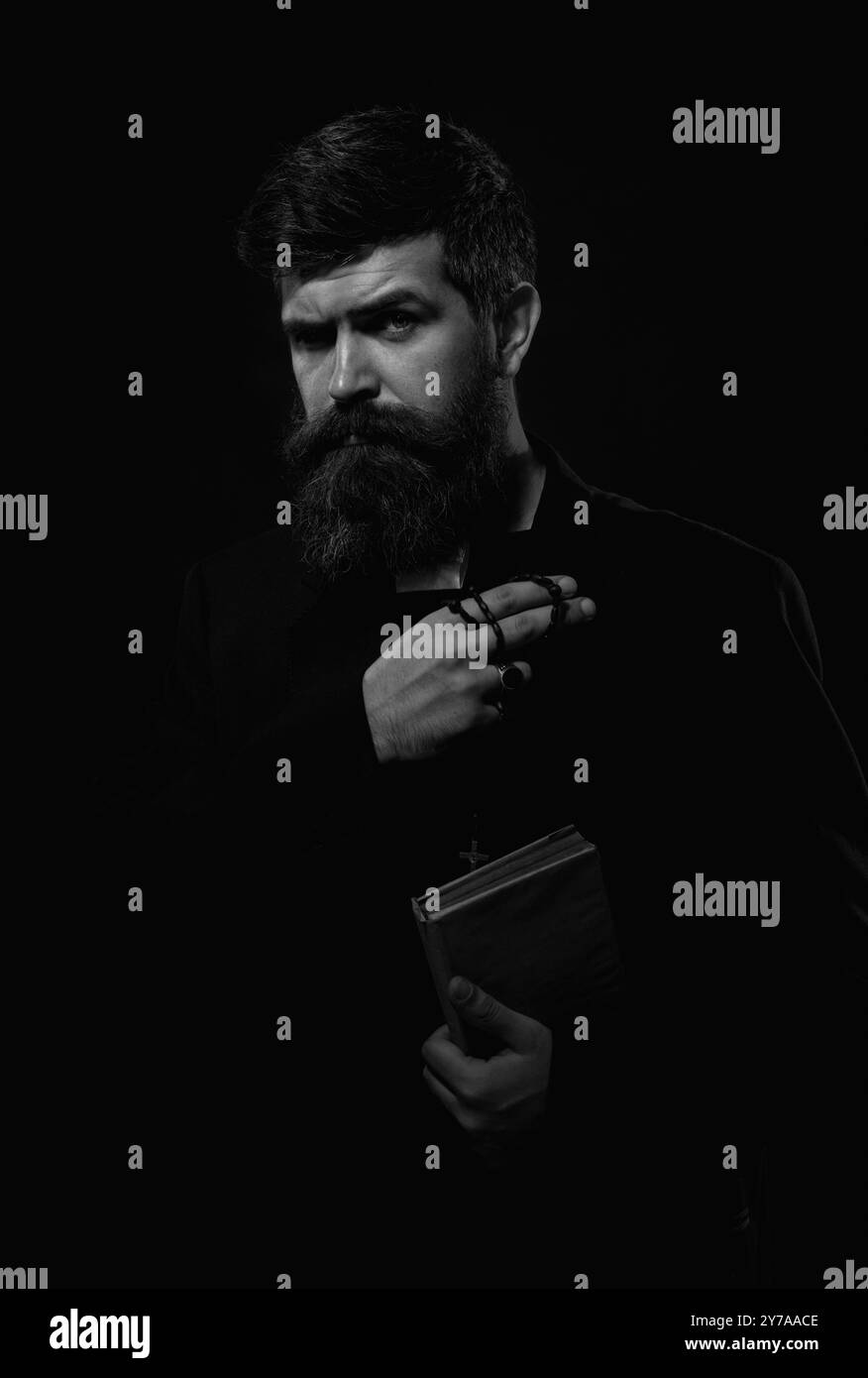 Pastor with a Bible in his hand during a sermon. Pastor or preacher ...