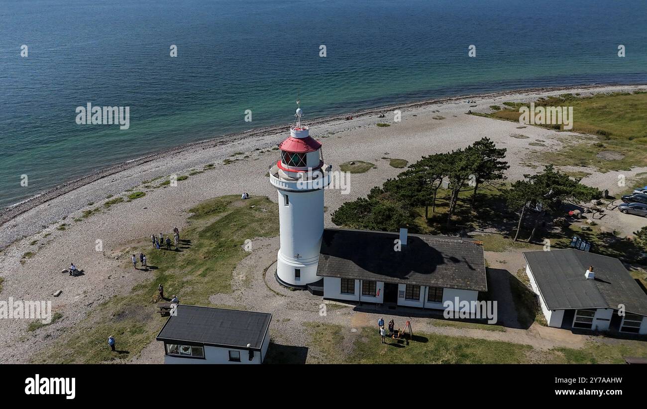 drone photo of peaple and the lighthouse in mols bjerge denmark Stock ...