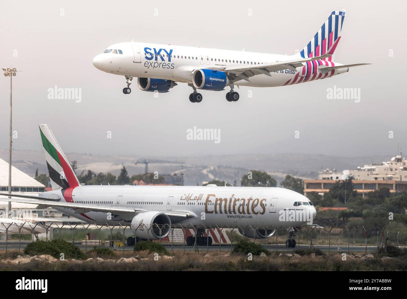 Larnaca, Cyprus - May 24, 2024: Airbus A320 passenger plane landing at ...