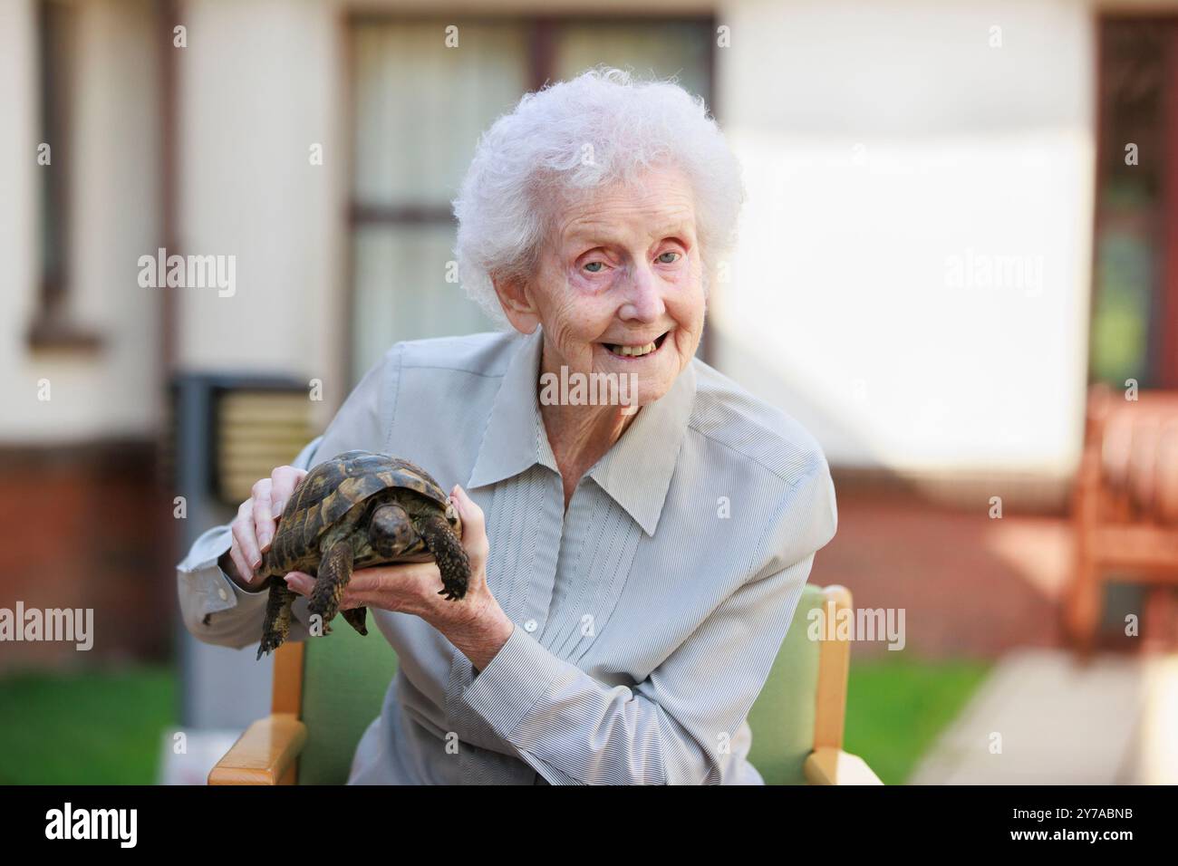 Seapatrick Care Home resident Celine poses with Mushroom the turtle ...