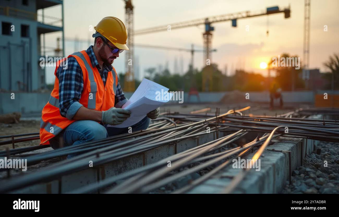 engineer inspecting construction site Stock Photo - Alamy