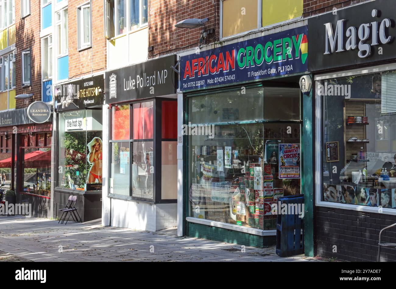 Frankfort Gate in Plymouth’s vibrant West End. Cafes, hairdresser ...