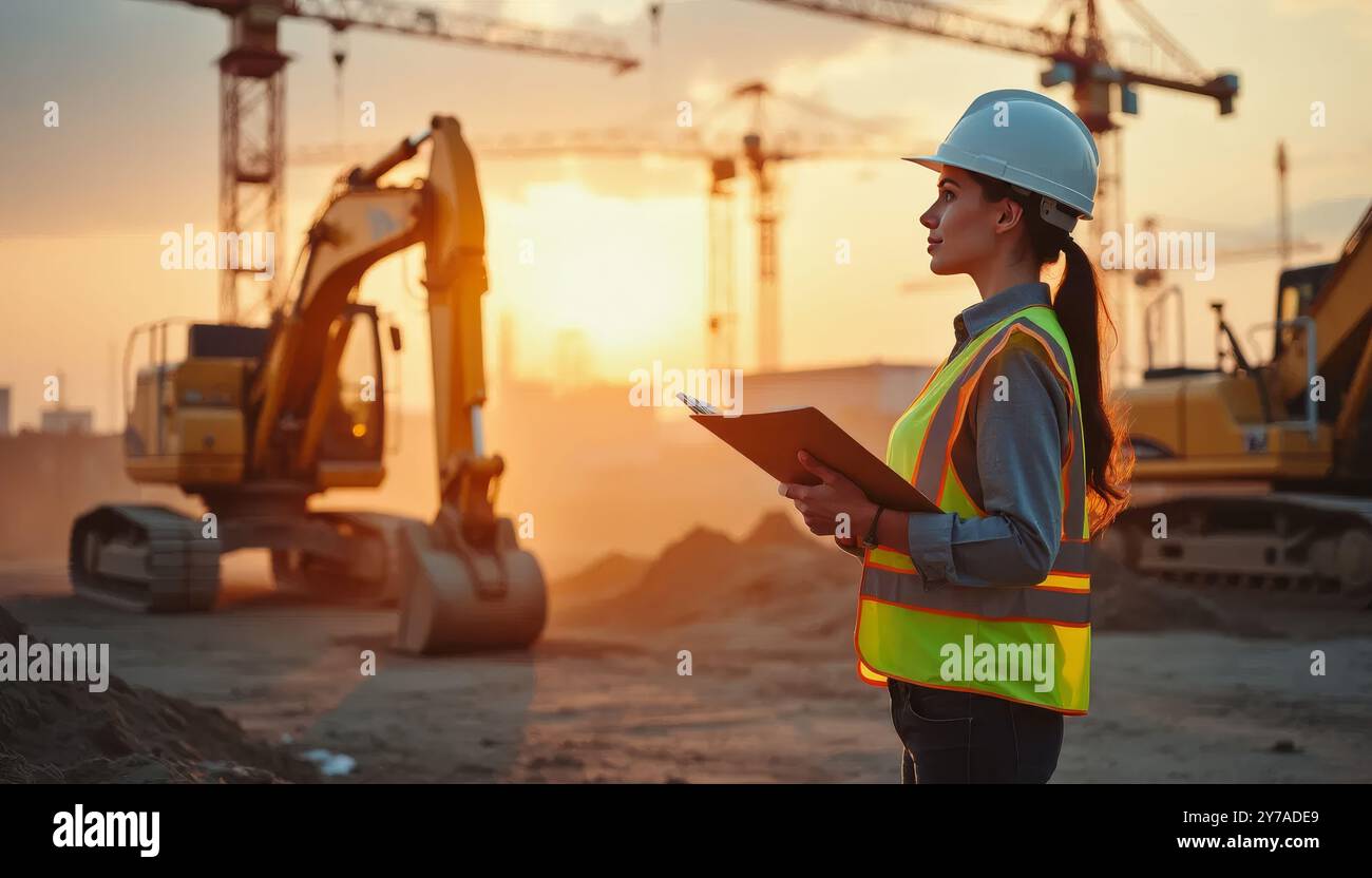 engineer inspecting construction site Stock Photo - Alamy