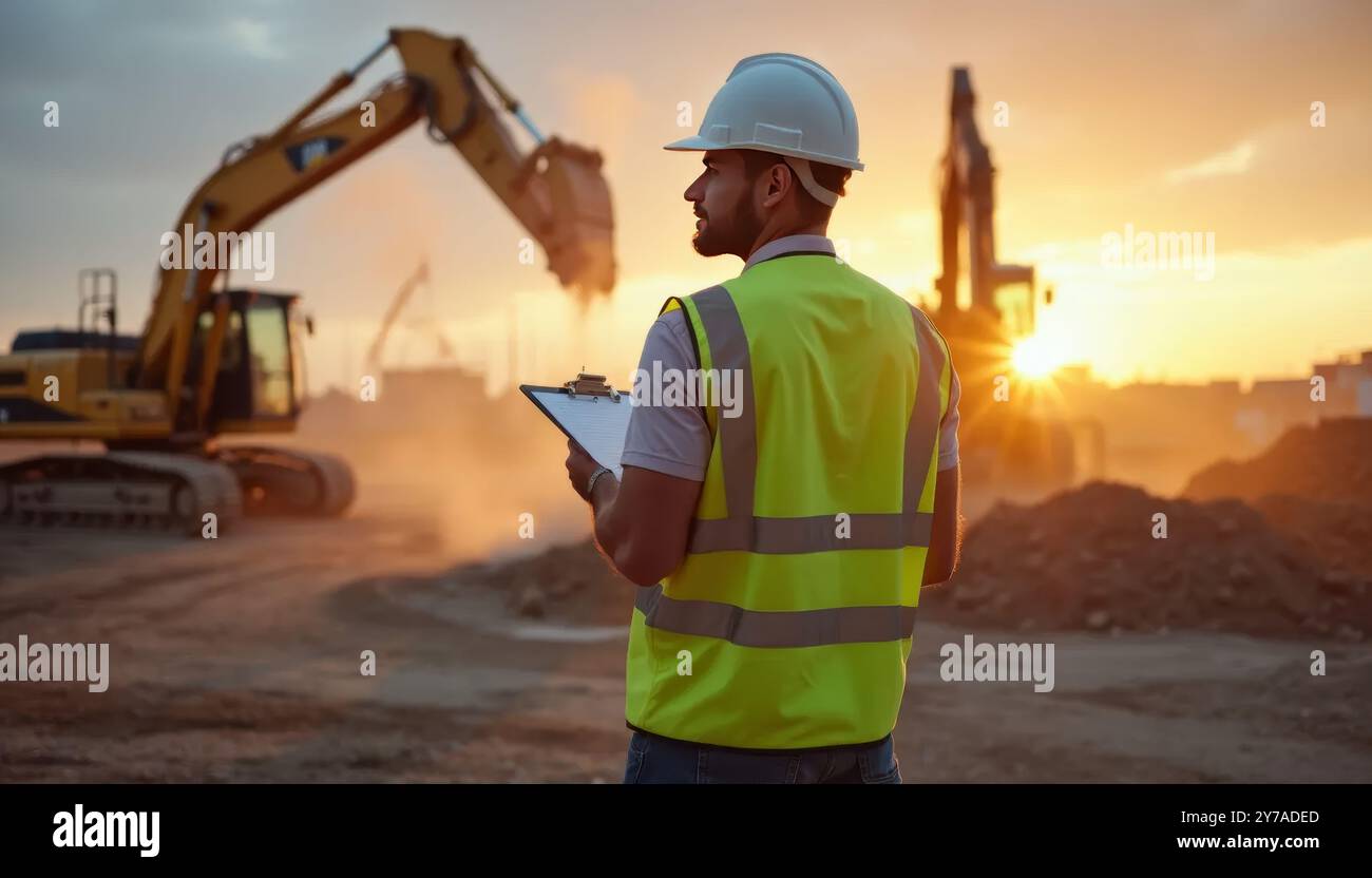 engineer inspecting construction site Stock Photo - Alamy