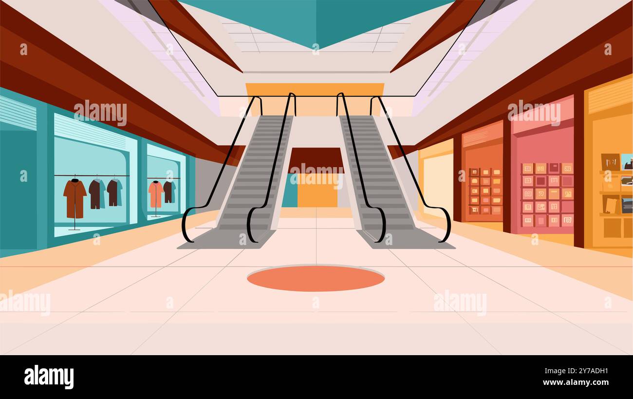 A large shopping mall, outlet with elevato Stock Vector Image & Art - Alamy