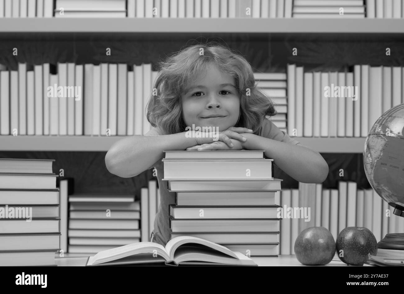 Boy reading child book read education Black and White Stock Photos & Images - Alamy