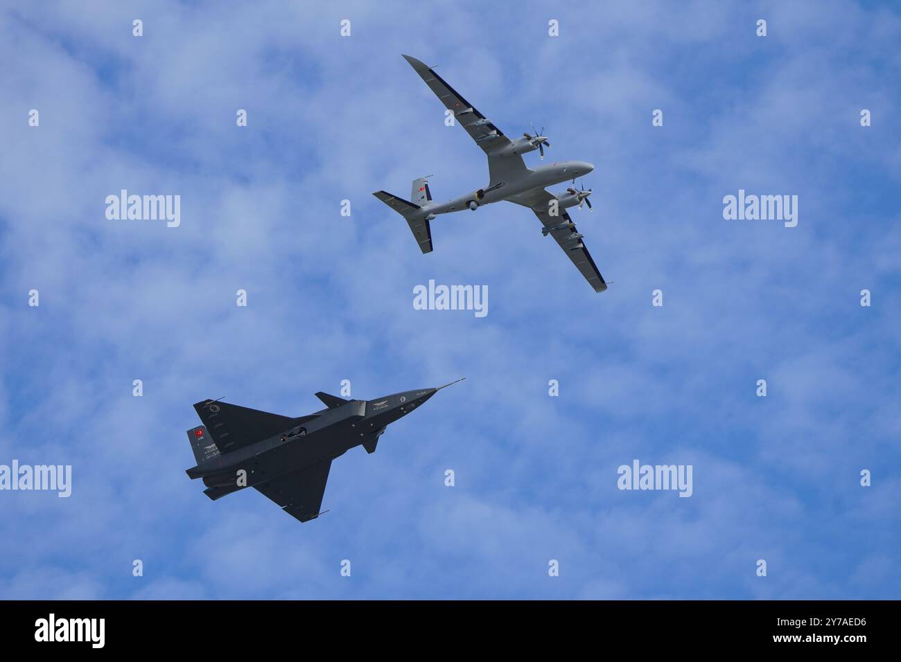 ISTANBUL, TURKIYE - APRIL 30, 2023: Baykar Bayraktar Kizilelma and ...