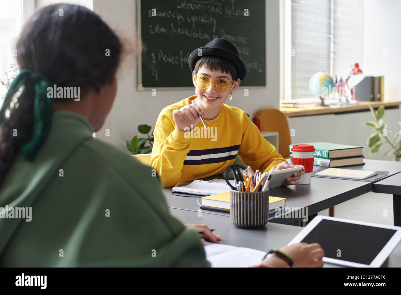 Students Communicating during lesson Stock Photo - Alamy
