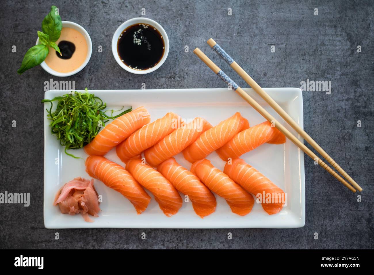 Fresh Sushi Roll with salmon, eel, tuna, avocado, royal prawn, cream ...
