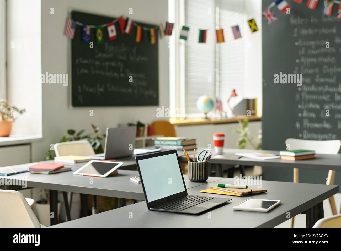 School Classroom with Laptop Stock Photo - Alamy